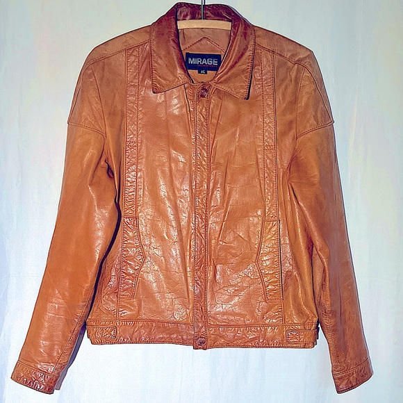 mirage | Jackets & Coats | Vtg 8s Mirage Burnt Orange Leather Jacket ...